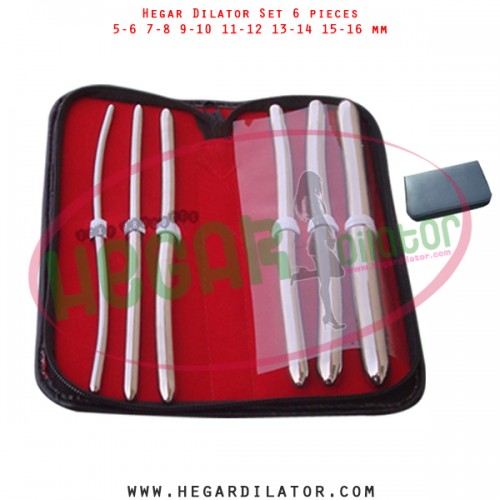 Hegar dilator set 6 pieces 5-6, 7-8, 9-10, 11-12, 13-14, and 15-16 mm